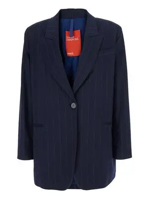 MERCI Tech Fabric High-collar Zip Jacket With Side Pockets - Blu