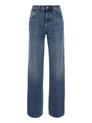 GRIFONI Regular-waist Cotton Jeans - Blu
