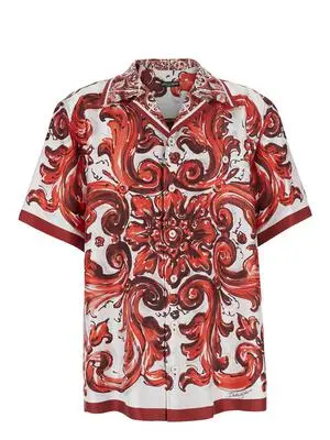 DOLCE E GABBANA Dolce E Gabbana Silk Bowling Shirt With Cuban Collar And All-Over Print