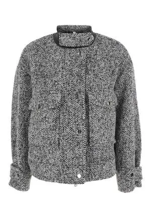 MERCI Tech Fabric High-collar Zip Front Jacket For - Blu