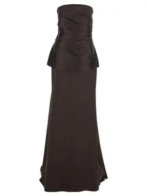 SOLACE LONDON Solace London Tech Fabric Long Dress With Straight Neckline And Flared Design