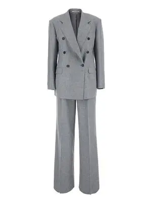 Tagliatore Loreley Double-breasted Check Wool-blend Suit For - Grey