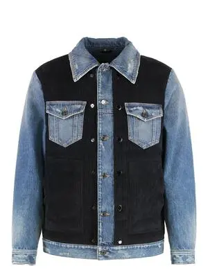 Dolce & Gabbana Padded Denim Jacket With Corduroy Inserts - Blue
