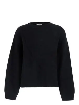 Loulou De Saison Tristan Regular-fit Crewneck Sweater In Wool, Yak & Polyamide - Black