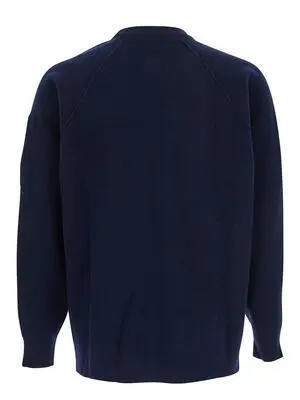 C.P. COMPANY C. P. Company Men's Wool-Blend Crew Neck Sweater With Compass Logo Sleeve