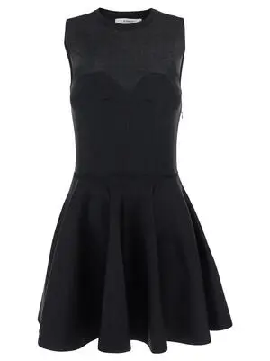 Givenchy Crewneck Sleeveless Mini Dress With Flared Skirt - Black