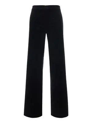 Antonelli Firenze Velvet Side-zip Pants With Side Pockets, Regular Fit - Black