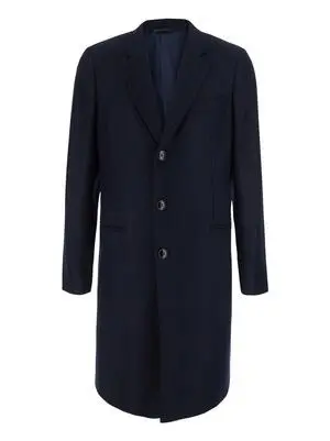 Giorgio Armani S Wool Cashmere Single-breasted Notched-lapel Jacket With Chevron Motif - Blu