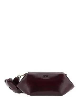 GANNI Ganni Leather Shoulder Handbag With Magnetic Closure, Adjustable Strap, 30 X 20 X 10 Cm Bordeaux