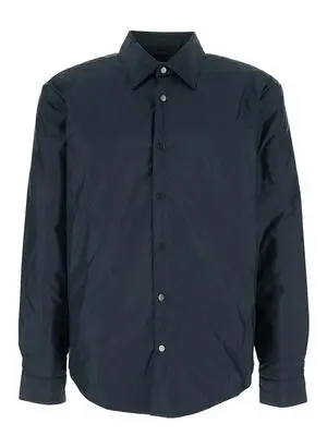 Hugo Boss Tech Fabric Jacket With Classic Collar And Button-front Closure - Blu