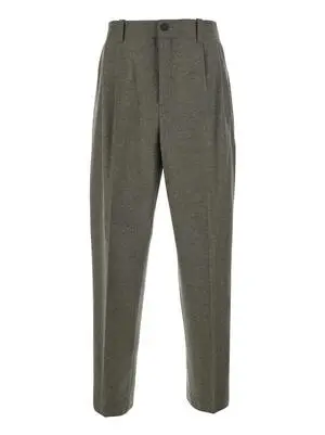 GOLDEN GOOSE Wool Pants With Front Button & Zip Closure - Grey
