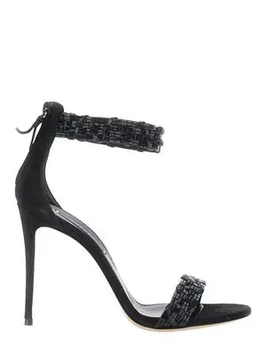 Casadei Heeled Sandals With Beaded Suede Details - Black
