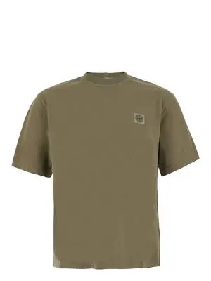 Stone Island Cotton Crew Neck T-shirt With Front Logo Patch - Green