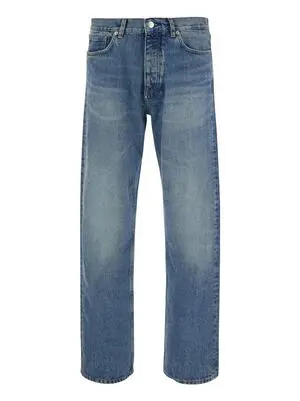 SUNFLOWER Cotton Regular-fit Five-pocket Jeans With Back Logo Patch - Blu