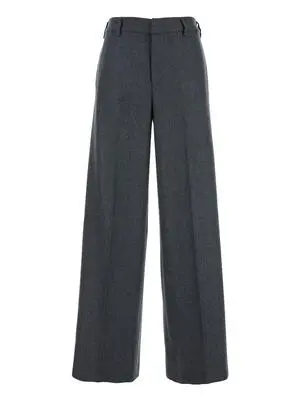 PT TORINO High-waist Wool & Cashmere Trousers With Welt Pockets - Grey