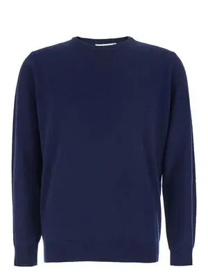 KANGRA Cashmere Crewneck Sweater With Ribbed Trims - Blu