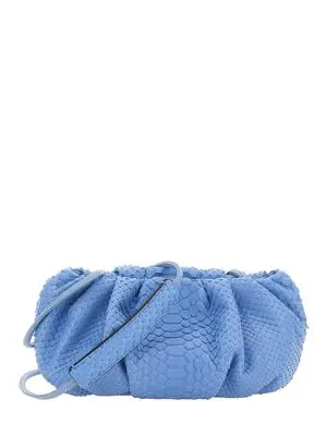 BIAGINI Pillow Leather Python Clutch With Shoulder Strap And Magnetic Closure 23.5x13x10 Cm - Blu