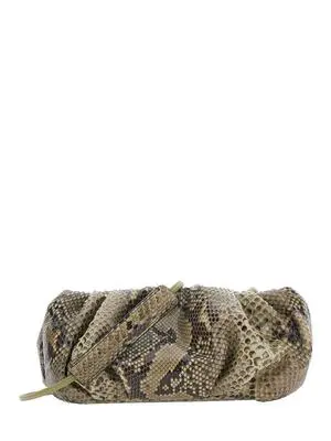BIAGINI Biagini Pillow Multicolor Mini Python Leather Clutch With Shoulder Strap And Magnetic Closure