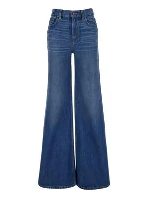 CHLOÉ Chloé Women's High-Waisted Wide-Leg Denim Jeans With Rear Logo Patch