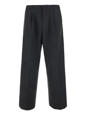 DUNST Double Pleated Wide Slacks With Tech Fabric And Side Pockets - Grey