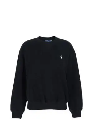 Polo Ralph Lauren Polo Ralph Lauren Polo Pony Cotton-Blend Crew Neck Sweatshirt With Dropped Shoulders Black