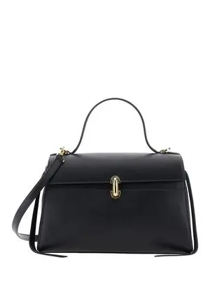 Savette Soft Symmetry Leather Handbag With Top Zip Closure, Two Handles, 30 X 20 X 15 Cm - Black