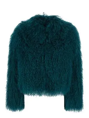 LEPLAIN Short Fur Jacket With Hidden Front Closure - Blu