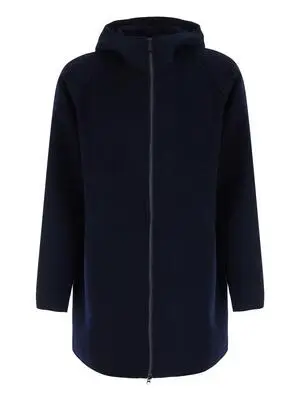 Aspesi Wool Jacket With Fixed Hood And Front Zip Closure - Blu