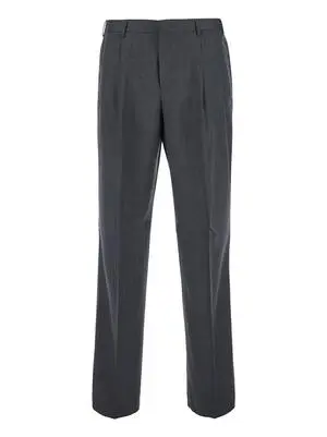 PT TORINO Wool Blend Dress Pants With Belt Loops, Front Pleats & Straight Hem - Blu