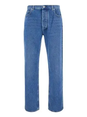 Bottega Veneta High-waisted Logo Patch Straight-leg Jeans - Blu