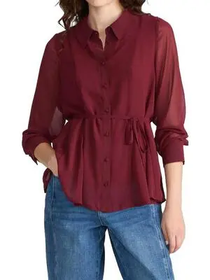 UNIVERSAL STANDARD Tie Waist Chiffon Shirt