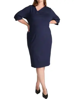 Universal Standard Lando Ponte Midi Dress - Navy