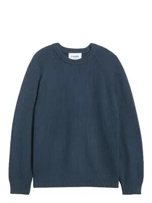 CORRIDOR Washed Cotton Rib Crewneck Sweater - Navy