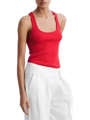 Mango Fitted Ribbed Tank Top - Red