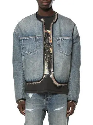PURPLE BRAND Reversible Faux Fur Denim Jacket - Blue