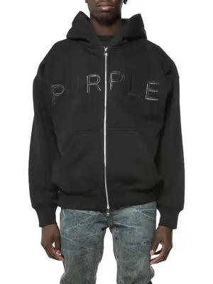 PURPLE BRAND Heavyweight Fleece Zip Hoodie - Black