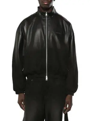PURPLE BRAND Leather Track Jacket - Black