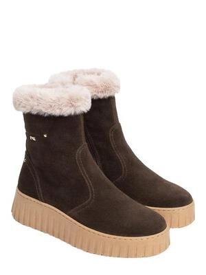 NEROGIARDINI Faux Fur High Top Sneaker - Chocolate