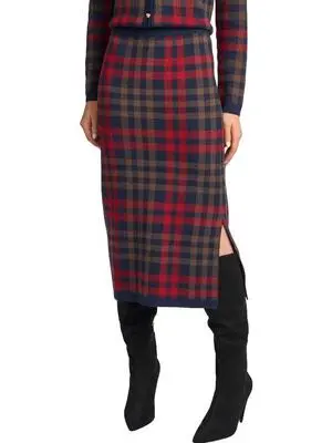 Ted Baker London Addison Plaid Jacquard Midi Skirt - Indigo Night