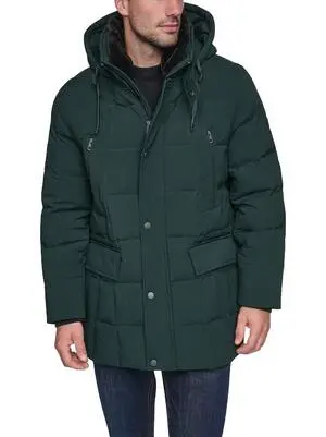 Andrew Marc Down & Feather Fill Parka With Faux Fur Trim Hood - Evergreen