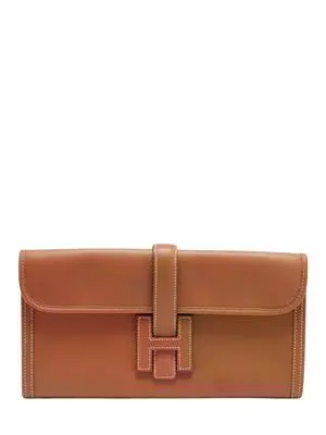 HERMÈS 2018 Jige Elan Leather Clutch Bag