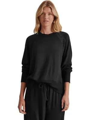 Splendid Supersoft Lace Trim Crewneck Java