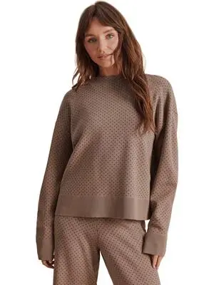 Splendid Libby Polka Dot Crewneck Sweater - Taupe Grey/java