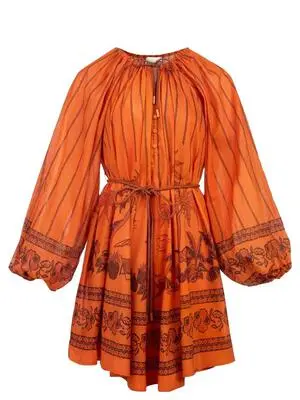 ALEMAIS Graphic-print Belted Mini Dress