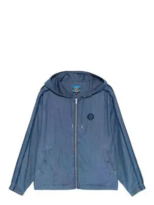 AGNES B. Chambray Hooded Jacket - Blue