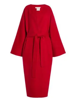 AUTER Collarless Wool-cashmere Coat - Red