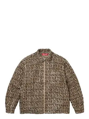 Supreme Leopard Frayed Zip Up Shirt 'tan' Tan