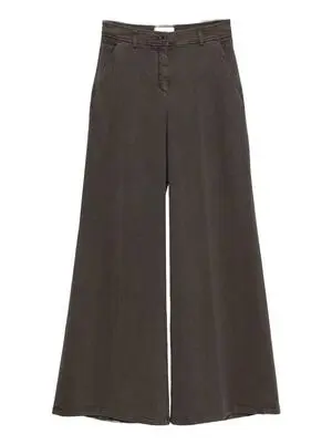 VIA MASINI 80 Cotton Wide-leg Trousers - Brown
