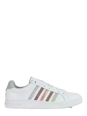 K-Swiss Court Tiebreak Striped Leather Sneakers - White