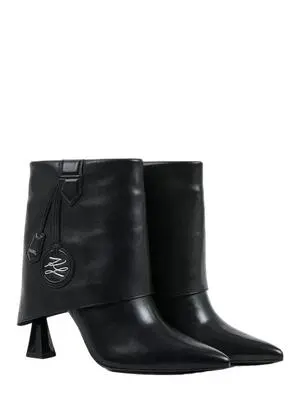 Karl Lagerfeld Foldover-panel Pointed-toe Boots - Black